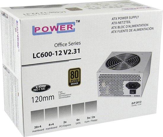 LC Power LC600-12 V 2.31 PC netvoeding 450 W ATX Zonder certificering ...