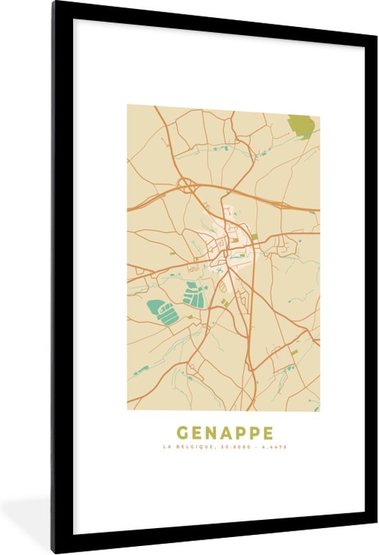 Fotolijst incl. Poster - Kaart - Vintage - Plattegrond - Stadskaart ...