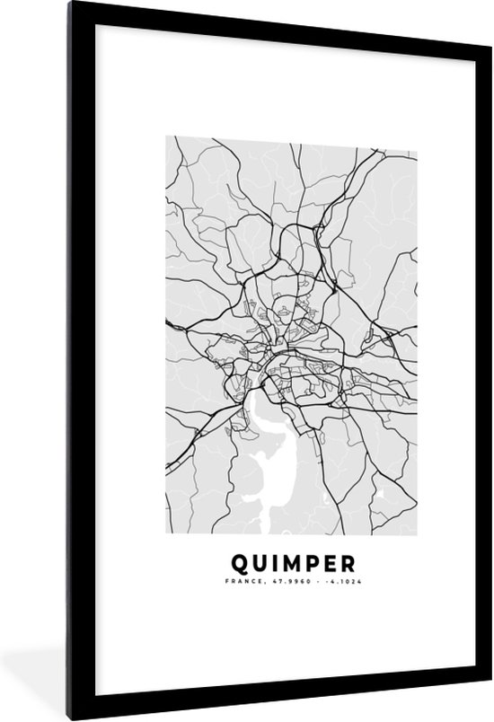 Fotolijst incl. Poster - Kaart - Stadskaart - Frankrijk - Quimper ...