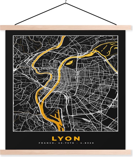 Posterhanger incl. Poster - Schoolplaat - Stadskaart – Plattegrond – Kaart – Lyon -... | bol