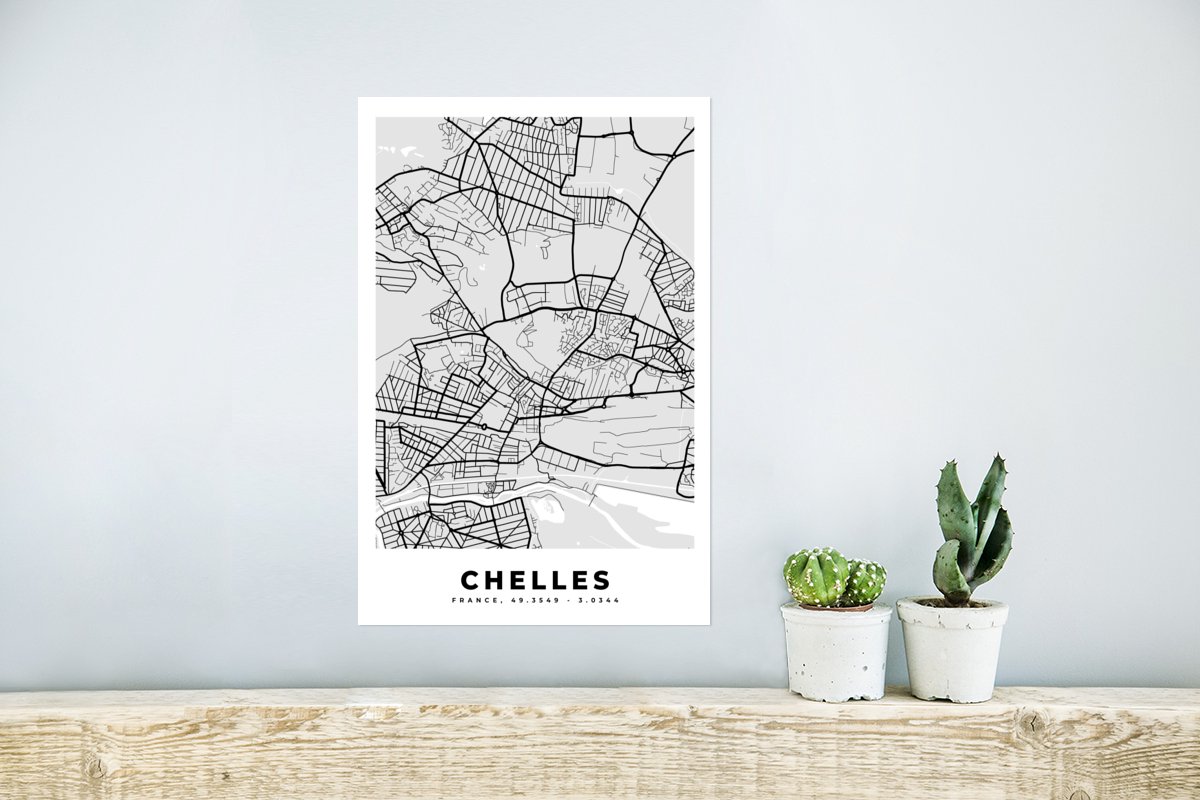 Poster Kaart - Stadskaart - Frankrijk - Chelles - Plattegrond - 20x30 ...