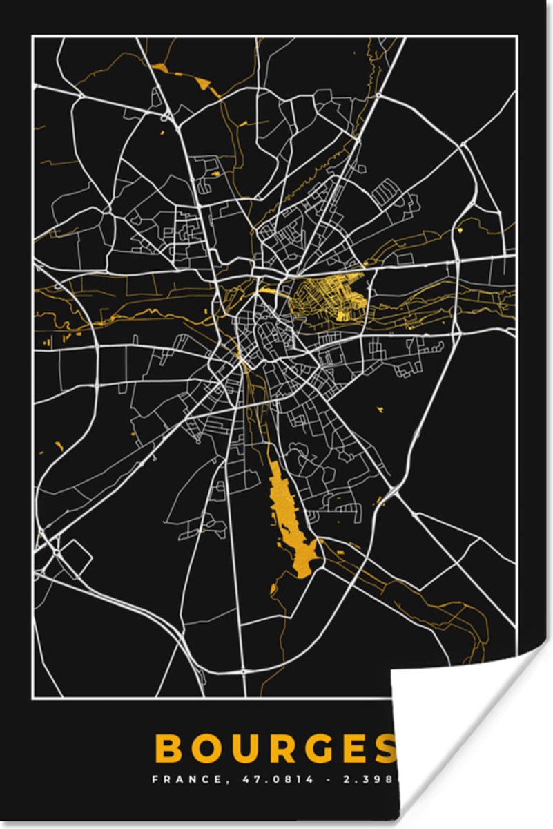 Poster Frankrijk – Bourges – Stadskaart – Plattegrond – Kaart - 120x180 ...