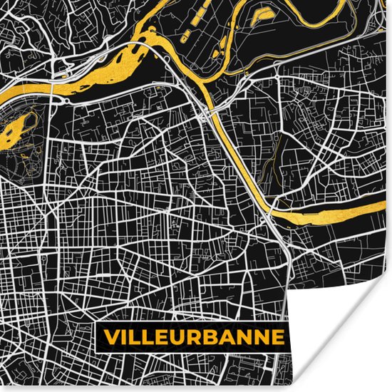 Poster Villeurbanne - Stadskaart – Plattegrond – Kaart – Frankrijk ...