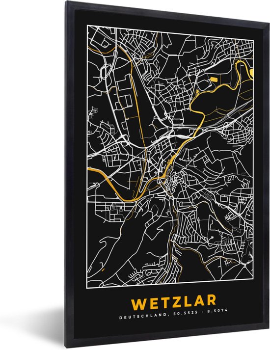 Fotolijst incl. Poster - Wetzlar - Goud - Stadskaart - Kaart ...