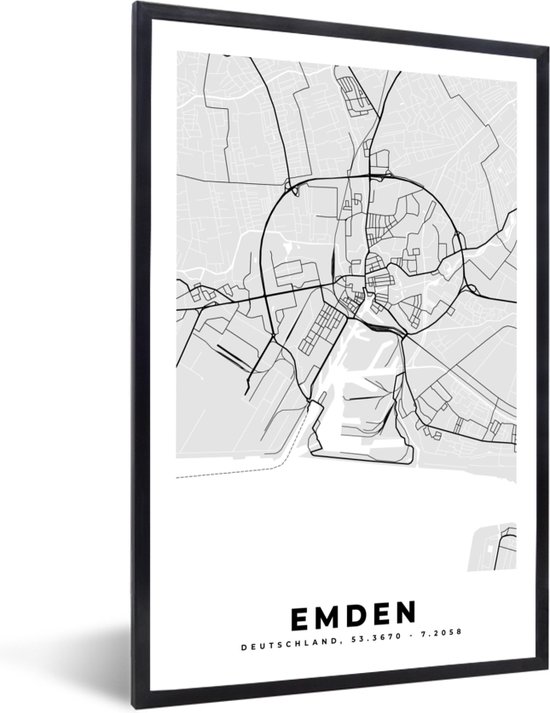 Fotolijst incl. Poster - Stadskaart - Emden - Kaart - Duitsland ...