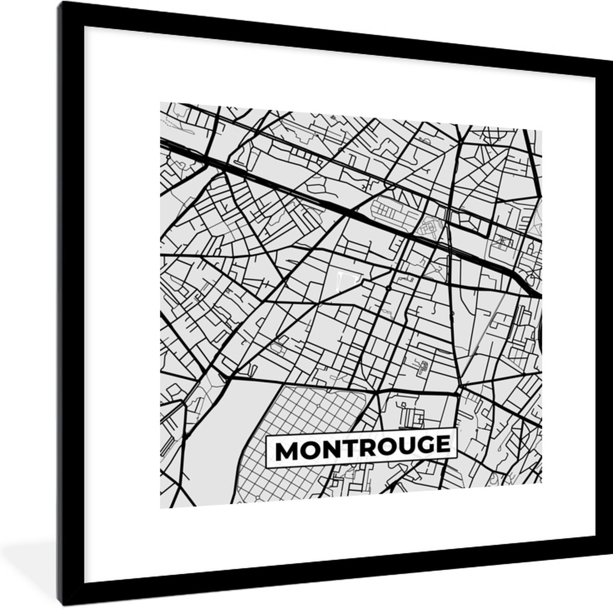 Fotolijst incl. Poster - Frankrijk - Montrouge - Stadskaart ...