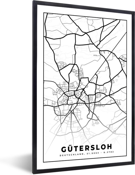 Fotolijst incl. Poster - Stadskaart - Gütersloh - Kaart - Plattegrond ...