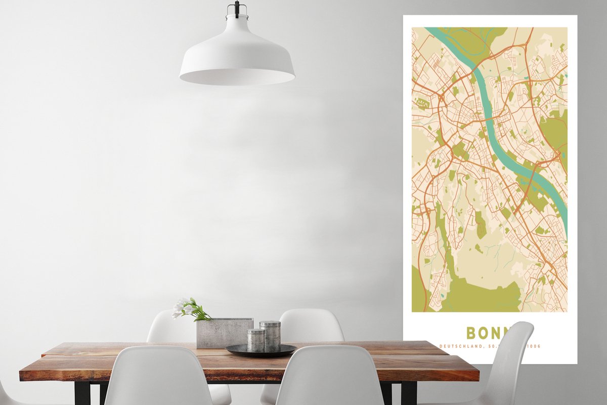 Poster Plattegrond - Bonn - Kaart - Vintage - Stadskaart - 75x150 cm ...