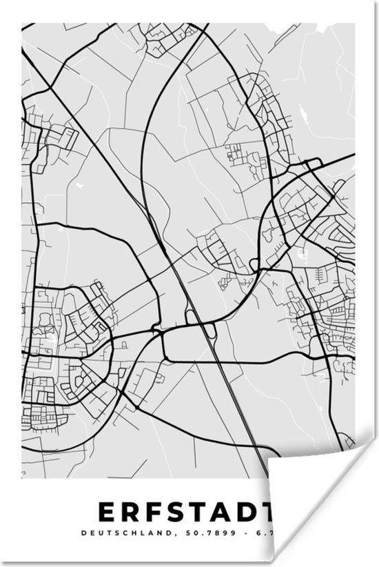 Poster Duitsland - Stadskaart - Plattegrond - Erfstadt - Kaart - 40x60 ...