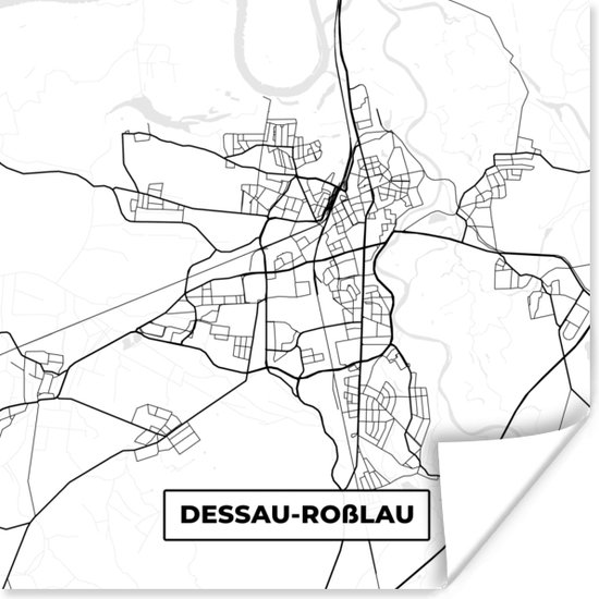 Poster Dessau-Roßlau - Kaart - Stadskaart - Plattegrond - 75x75 cm | bol