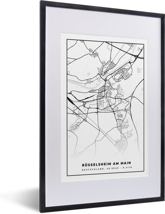 Fotolijst incl. Poster - Plattegrond - Kaart - Rüsselsheim am Main ...