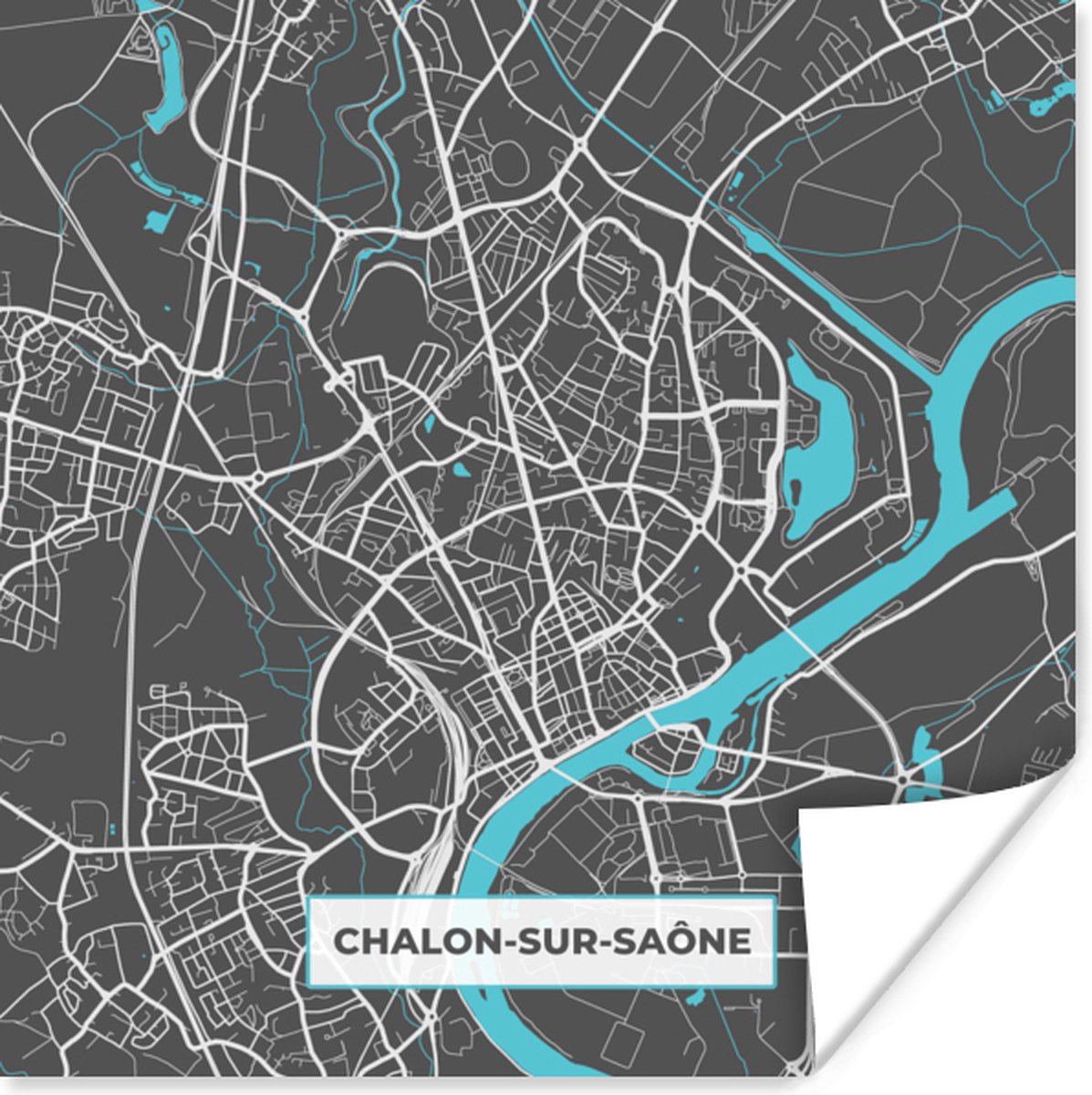 Poster Chalon-sur-Saône - Frankrijk - Kaart - Plattegrond - Stadskaart ...