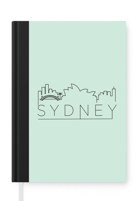 Notitieboek - Schrijfboek - Skyline Sidney op een groene achtergrond ...