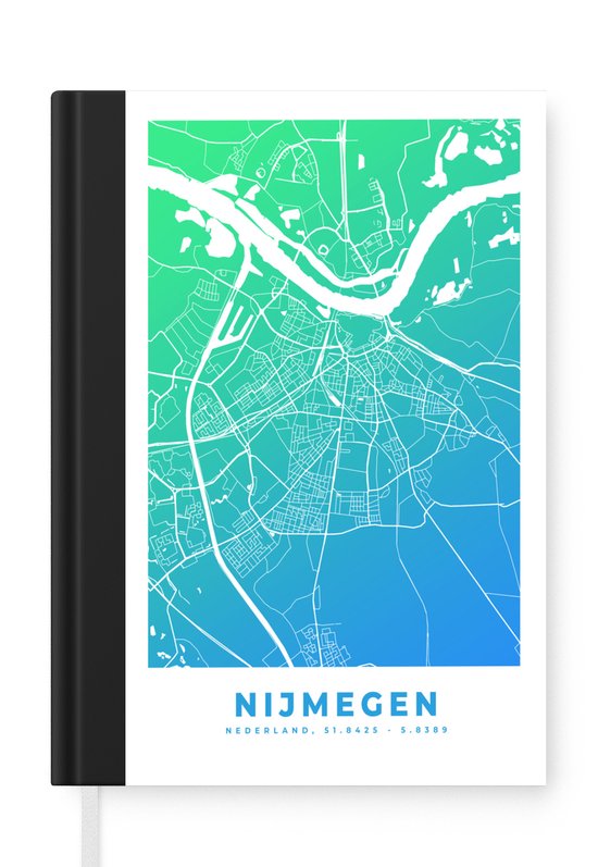 Notitieboek - Schrijfboek - Stadskaart - Nijmegen - Blauw - Groen ...