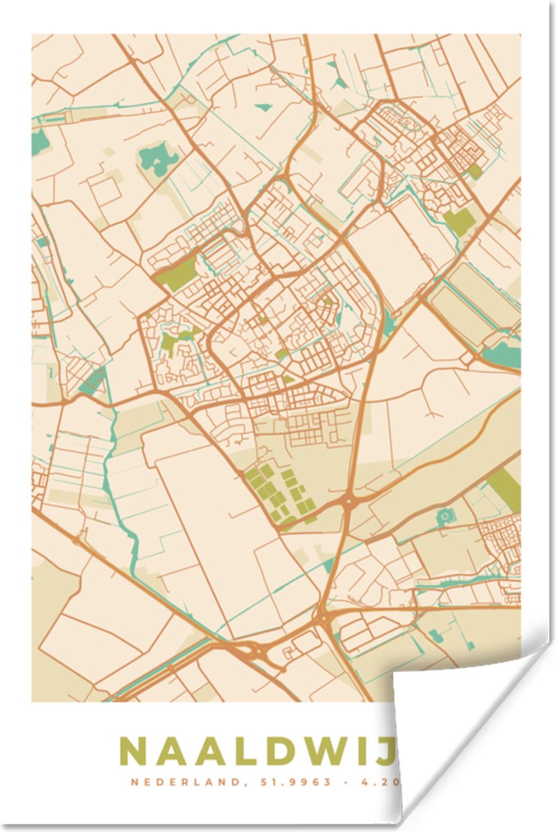 Poster Kaart - Stadskaart - Naaldwijk - Plattegrond - 80x120 cm | bol.com