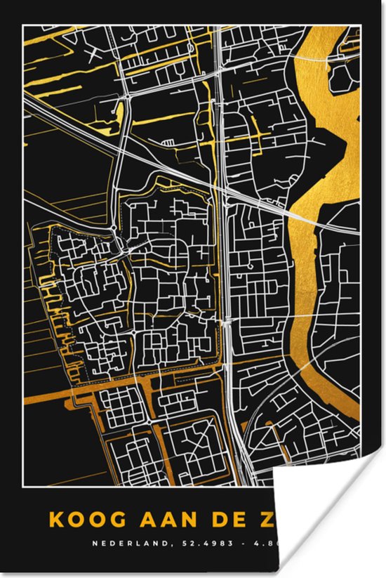Poster Plattegrond - Koog aan de Zaan - Kaart - Stadskaart - 60x90 cm ...