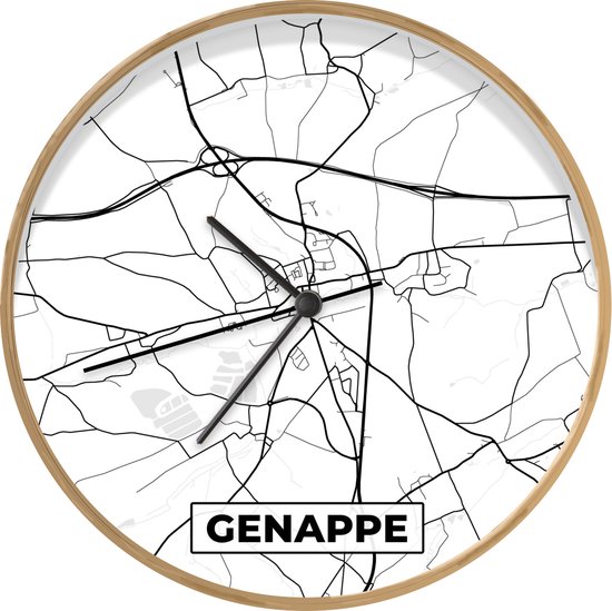 Klok - Ø 30 cm - Stadskaart – Plattegrond – België – Zwart Wit ...