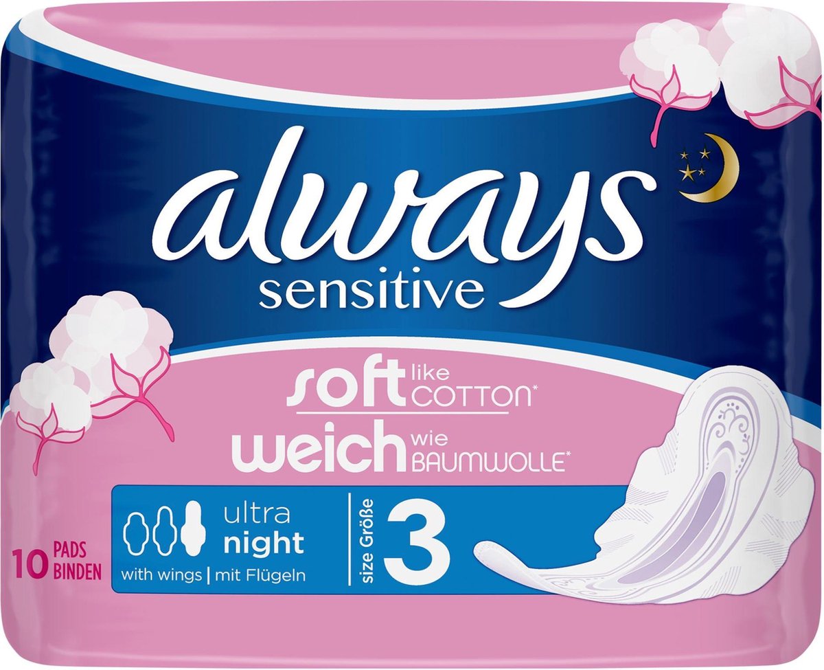 Always Sensitive Night Ultra met Vleugels - Voordeelverpakking 100 ...