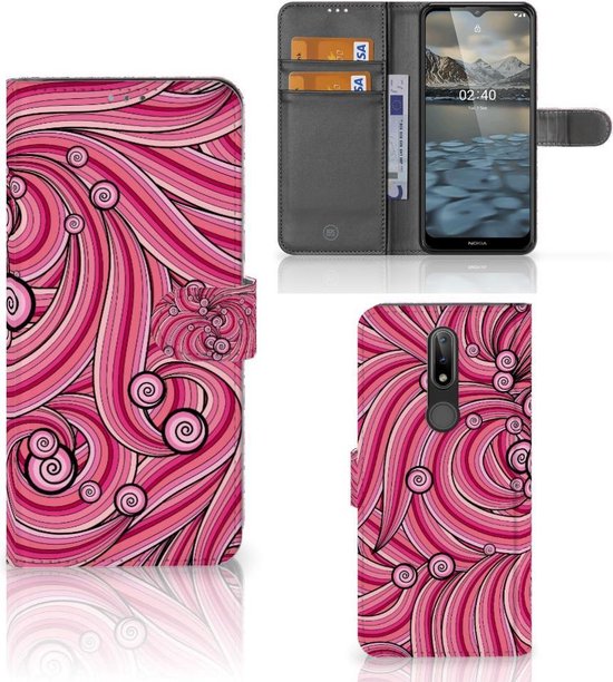Hoesje ontwerpen Nokia 2.4 GSM Hoesje Swirl Pink | bol.com