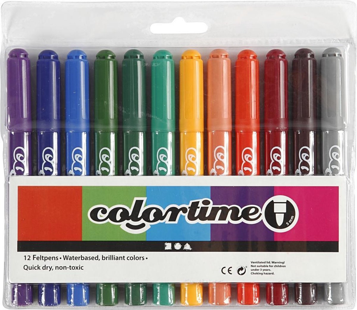 Colortime stift. lijndikte 5 mm. extra kleuren. 12 stuk/ 1 doos | bol.com