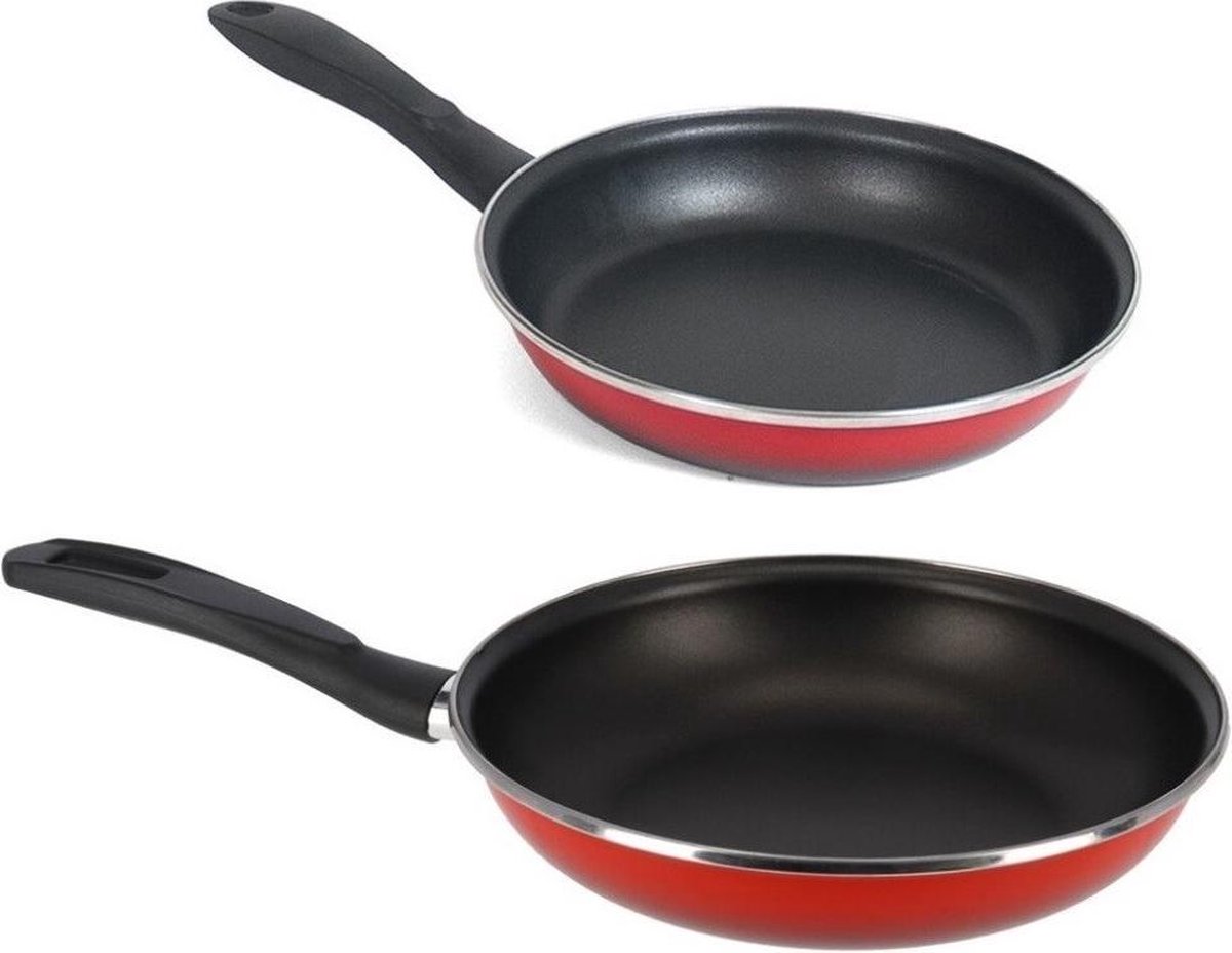 2x formaten koekenpannen set rood Merida - 24 en 28 cm diameter ...