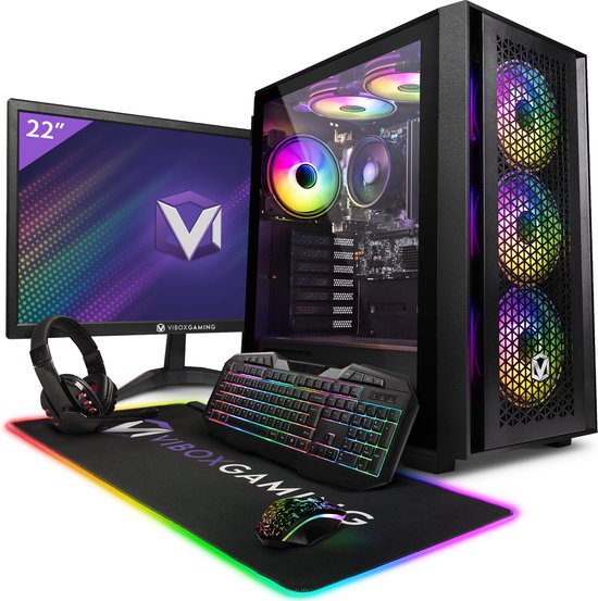 Vibox I-22 Game PC - 22" Scherm Pakket - Quad-Core AMD Ryzen 3200G ...