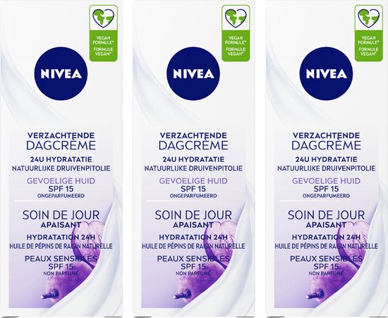 3x Nivea Essentials Sensitive Dagcreme SPF15 50 ml | bol