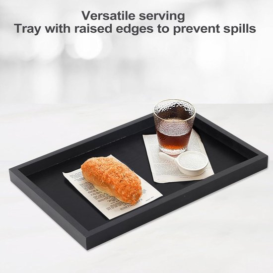 Dienblad 60x60 Houten Rechthoekig Antislip Zwart Voor Thee Eten Drinken ...