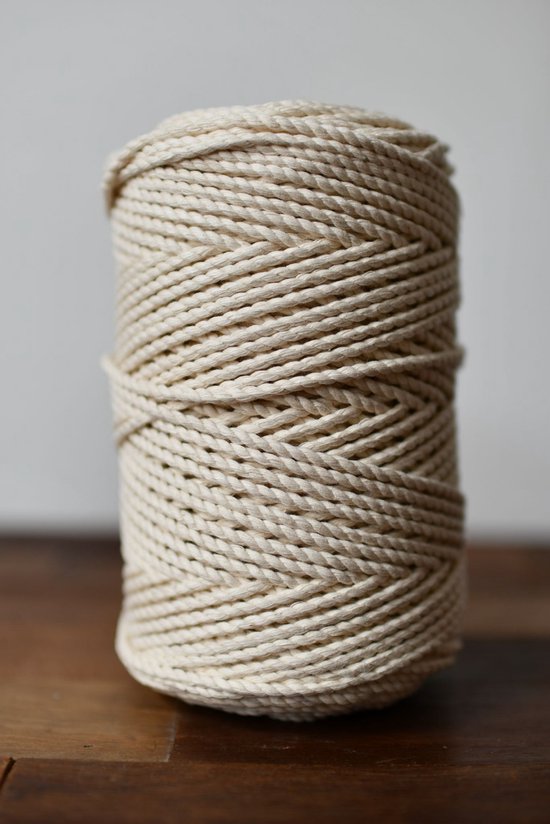 Katoen macramé touw - Macramé koord - Wit - 3mm dik - 140 meter - 600 ...