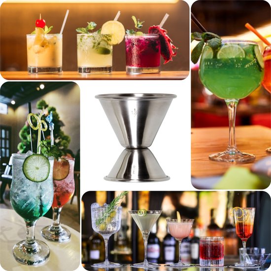 Jigger - Barmaatje - Cocktail maatbeker - Roestvrij staal (20/40 ml ...