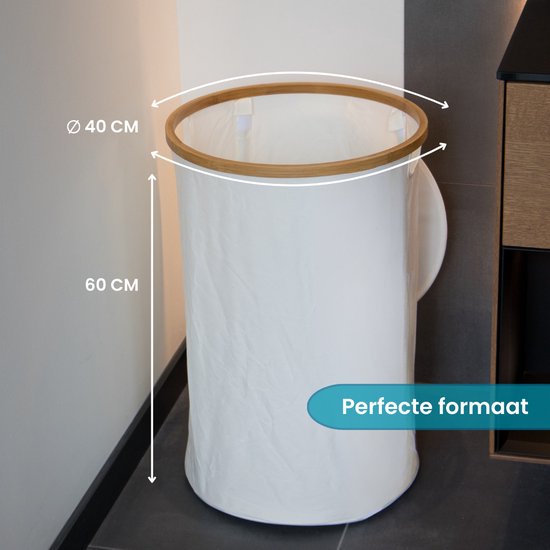 DRESTA Wasmand Nova 70L Wit B – Stoffen wasmand met Deksel – Bamboe ...