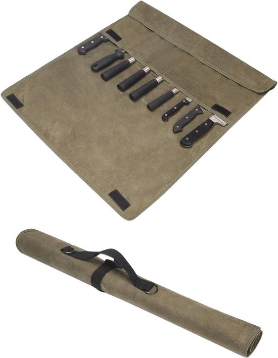 Heavy Duty Waxed Canvas Chef Mes Roll - 9 Sleuven Draagtas - Tot 29 ...