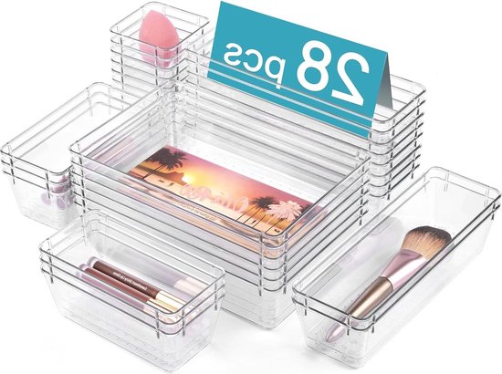 28-delige doorzichtige plastic lade organizer set - Vtopmart ...
