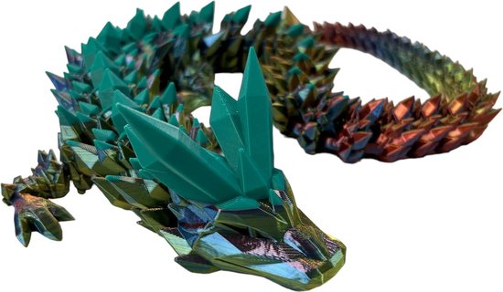 Crystal Dragon - 3D geprinte draak - Tricolor met groen - 60cm ...