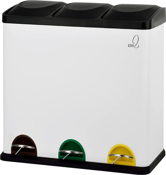 Prullenbak 60 liter drievoudige XXL afvalemmer 3-delige vuilnisemmer ...