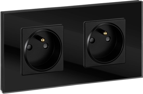 Navaris Twee zwarte Stopcontacten - 2x Enkelvoudige zwarte ...