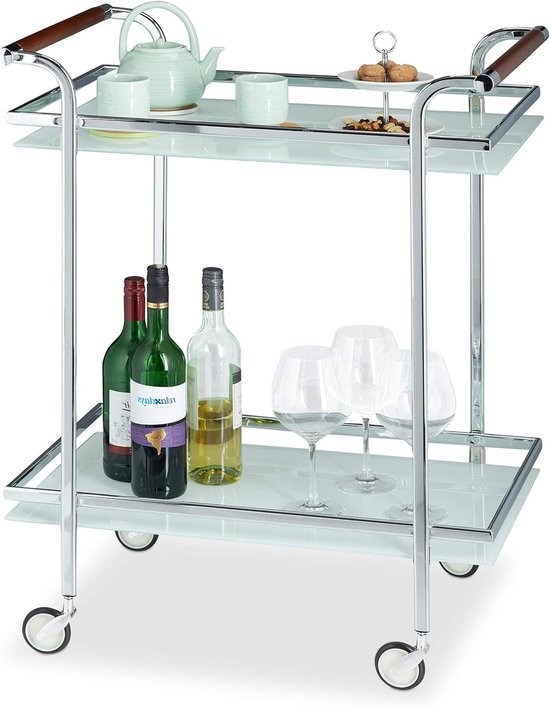 Serveerwagen met melkglas planken - Twee verdiepingen - Open design ...