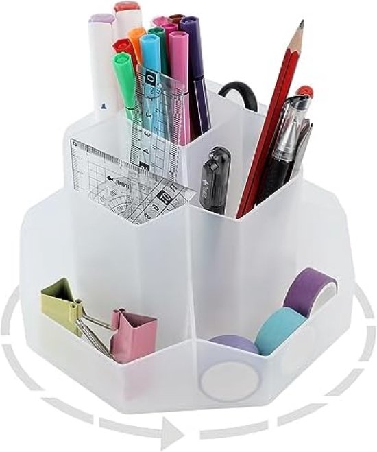 Draaibare pennenhouder transparant, bureau-organizer, 9 vakken, grote ...