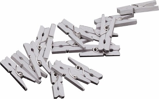 Mini knijpertjes - 80x st - zilver - 2 cm - hout - knijpers ...