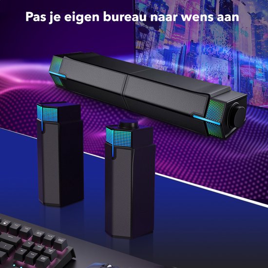 2 in 1 Soundbar PC speakers met Bluetooth 5.3 - RGB verlichting ...