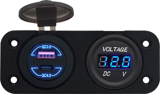 ProRide 12V USB Autolader 2 Poorten Inbouw - QC4.0 - Tweevoudig inbouw ...