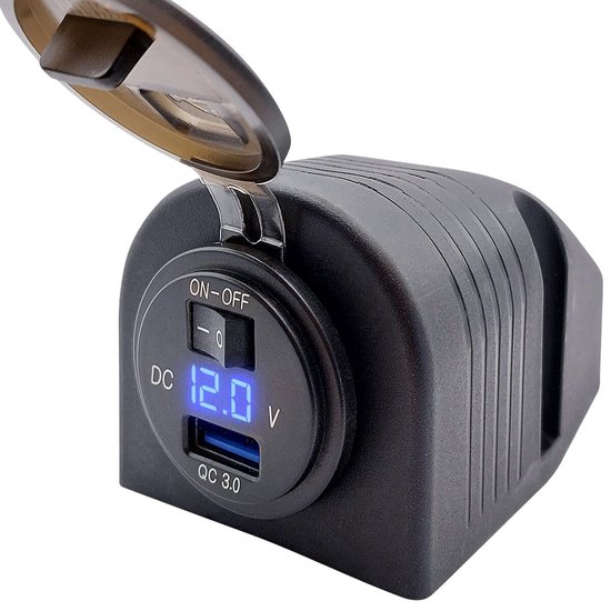 ProRide 12V USB Stopcontact 1 Poort Opbouw met Schakelaar/Voltmeter ...