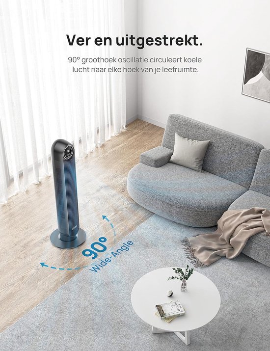 Airconditioning - Airco - Tower Fan met afstandsbediening, 7.3m/s Speed ...