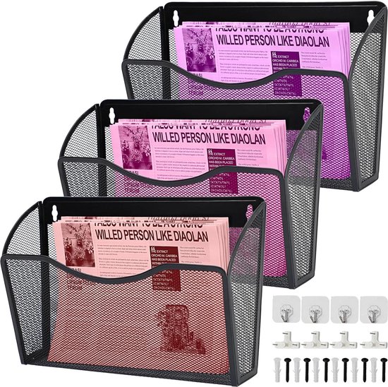 Wandmontage File Organizer A4 Mesh - Hangende muur File Holder - Mail ...