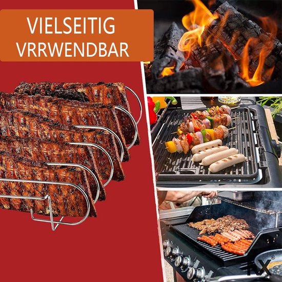 BBQ Rib Holder voor het grillen van Spare Ribs - multifunctioneel en ...