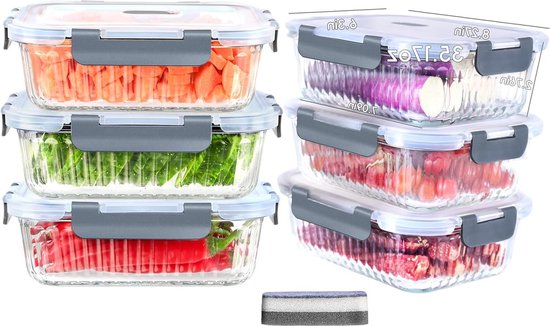 Set of 6 Sealed Glass Storage Boxes with Lid - Borosilicate Glass ...