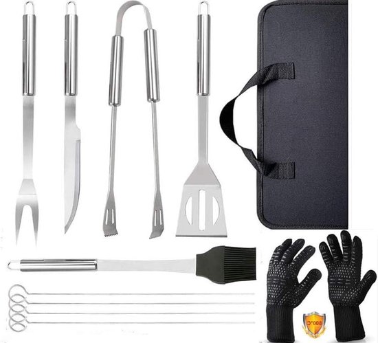 bbq-accessoires Roestvrijstalen BBQ Gereedschapset 9delig ...