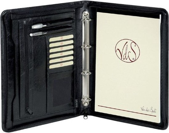 Schrijfmap vd spek a4 leer 4-r o-mech + rits zw | bol