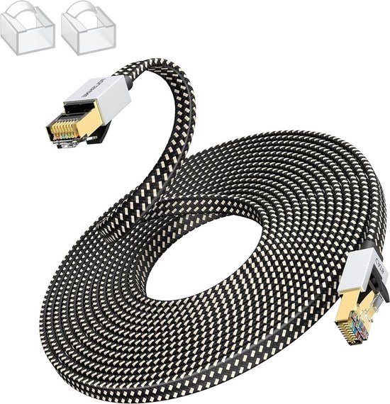 Folishine Cat8 30 m ethernetkabel LAN-patchkabel High Speed nylon ...