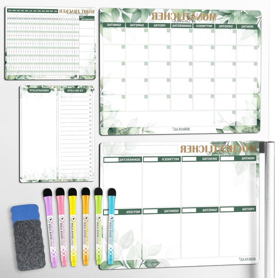 Maandplanner BIROYAL Magnetische weekplanner - 4 stuks ...